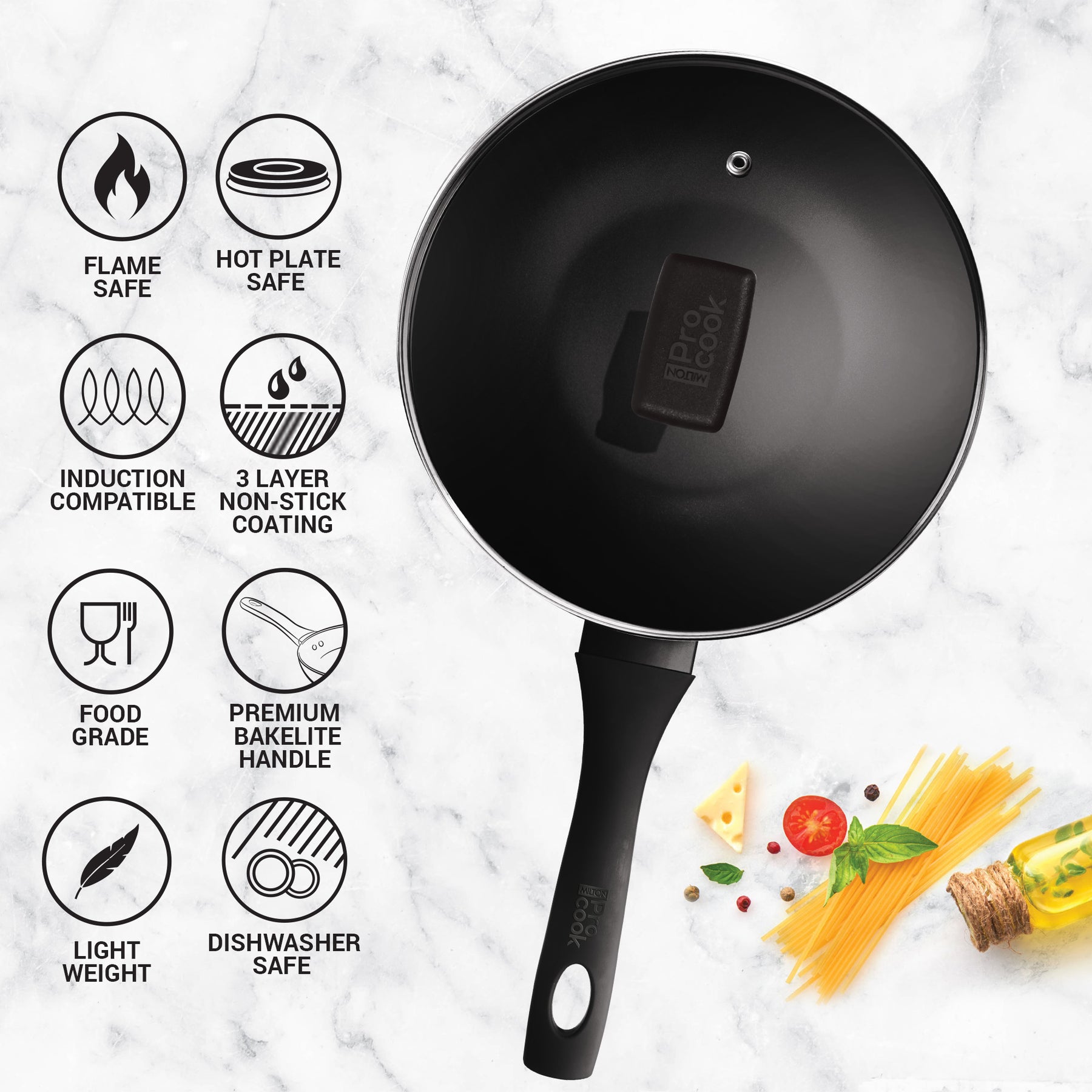 Fry Pan With Lid-Blackpearl-Induction (Milton Procook)