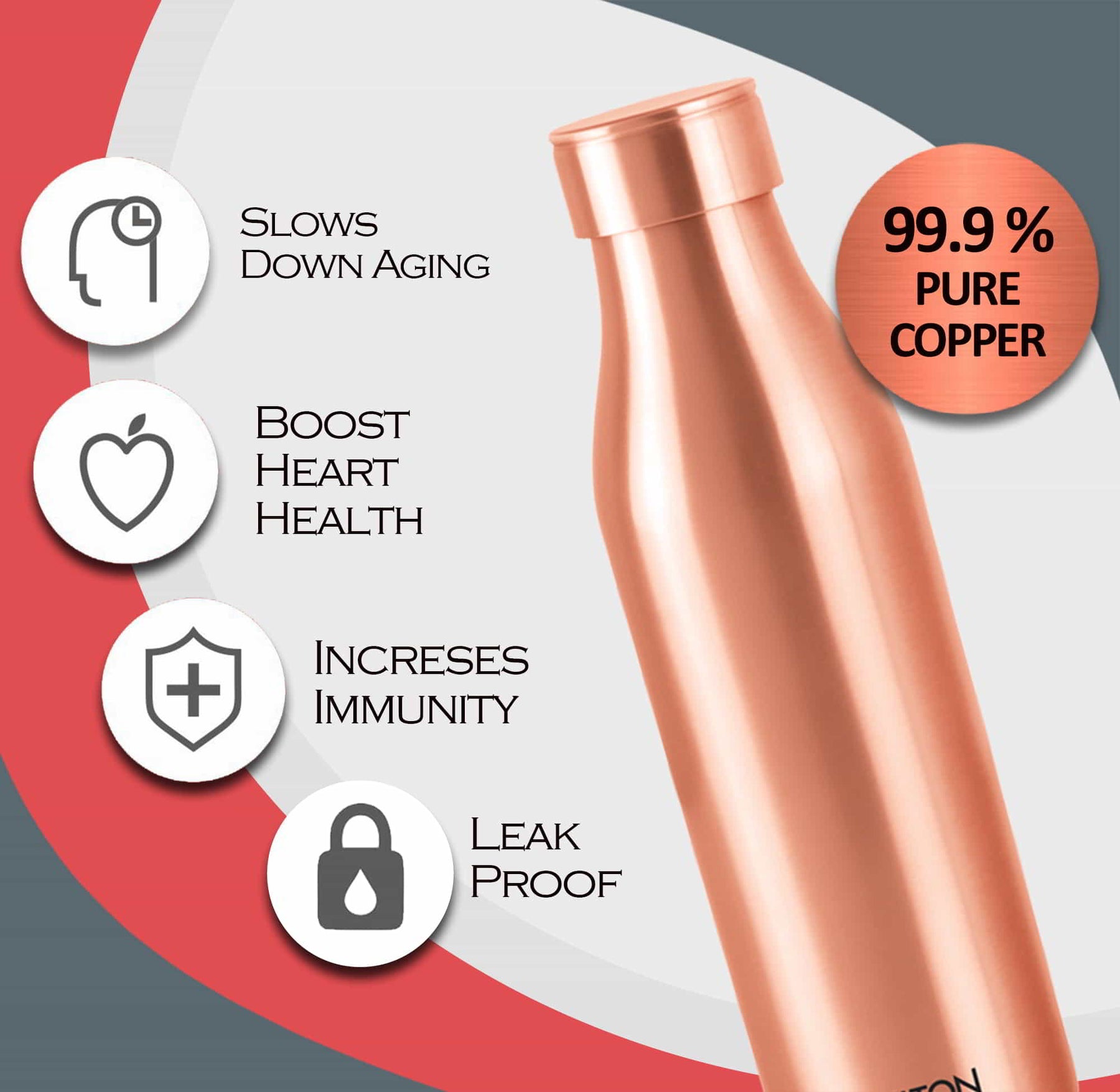 Buy Copper Charge 1L Water Bottle Online in India - Milton