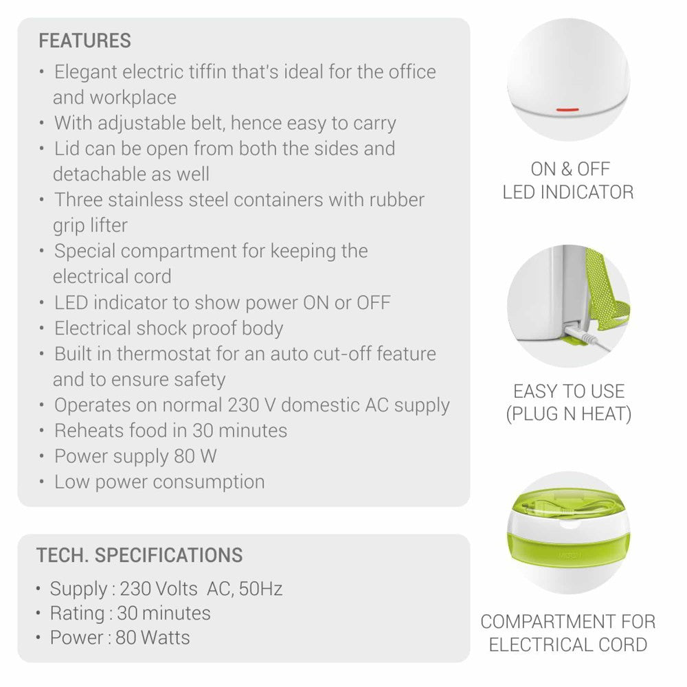 Buy Futron Electric Tiffin Box, 3PCS, 4PCS Tiered Containers - Milton