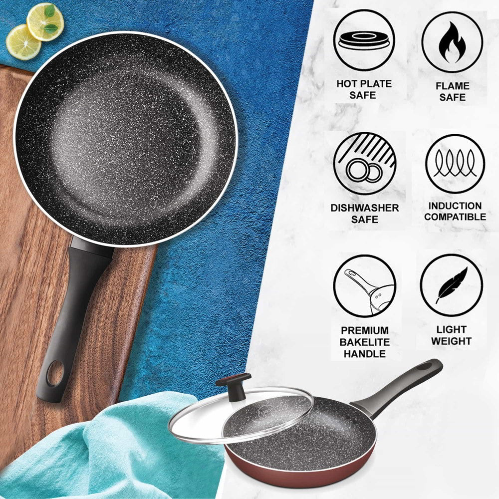 Buy Non Stick Granito Induction 22CM, 26CM Fry Pan with Lid - Milton ...