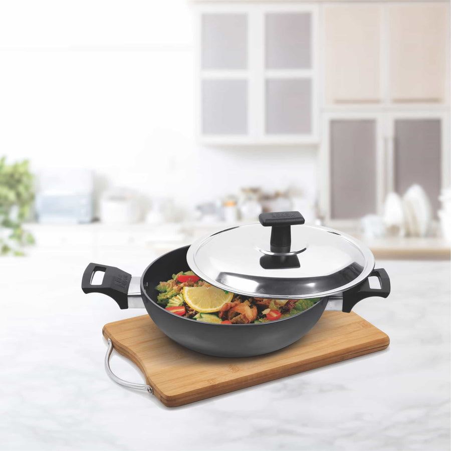 Buy Hard Anodized Kadhai with SS Lid - Milton ProCook
