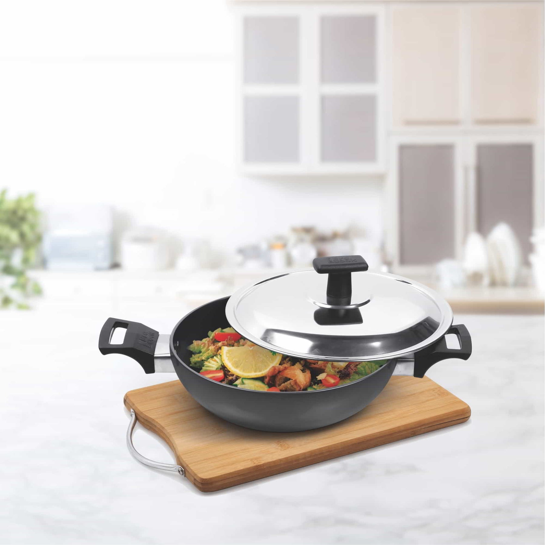Buy Hard Anodized Kadhai with SS Lid - Milton ProCook