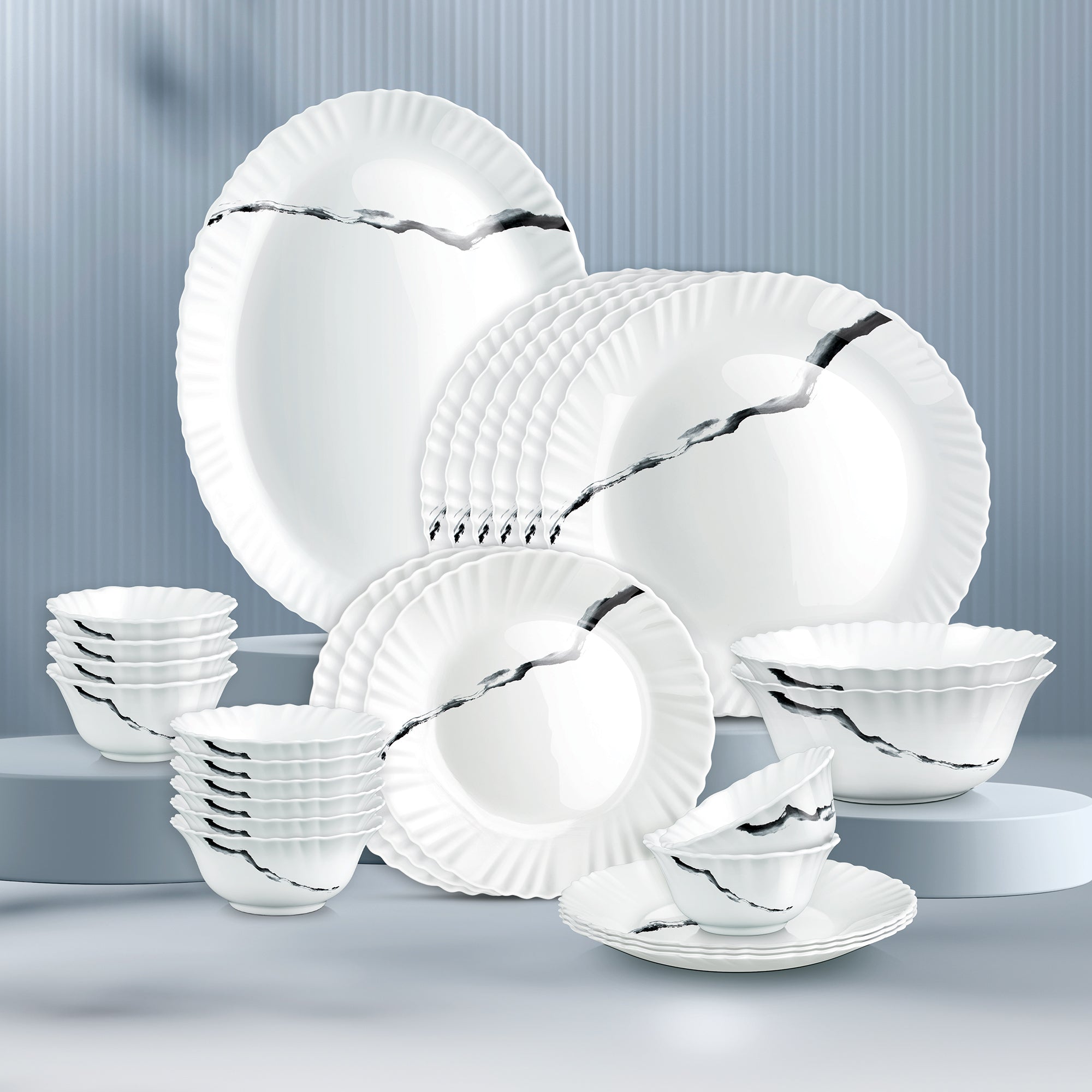Buy Dinner Set - Aurelia Stria Opalware Collection Online | Treo by Milton