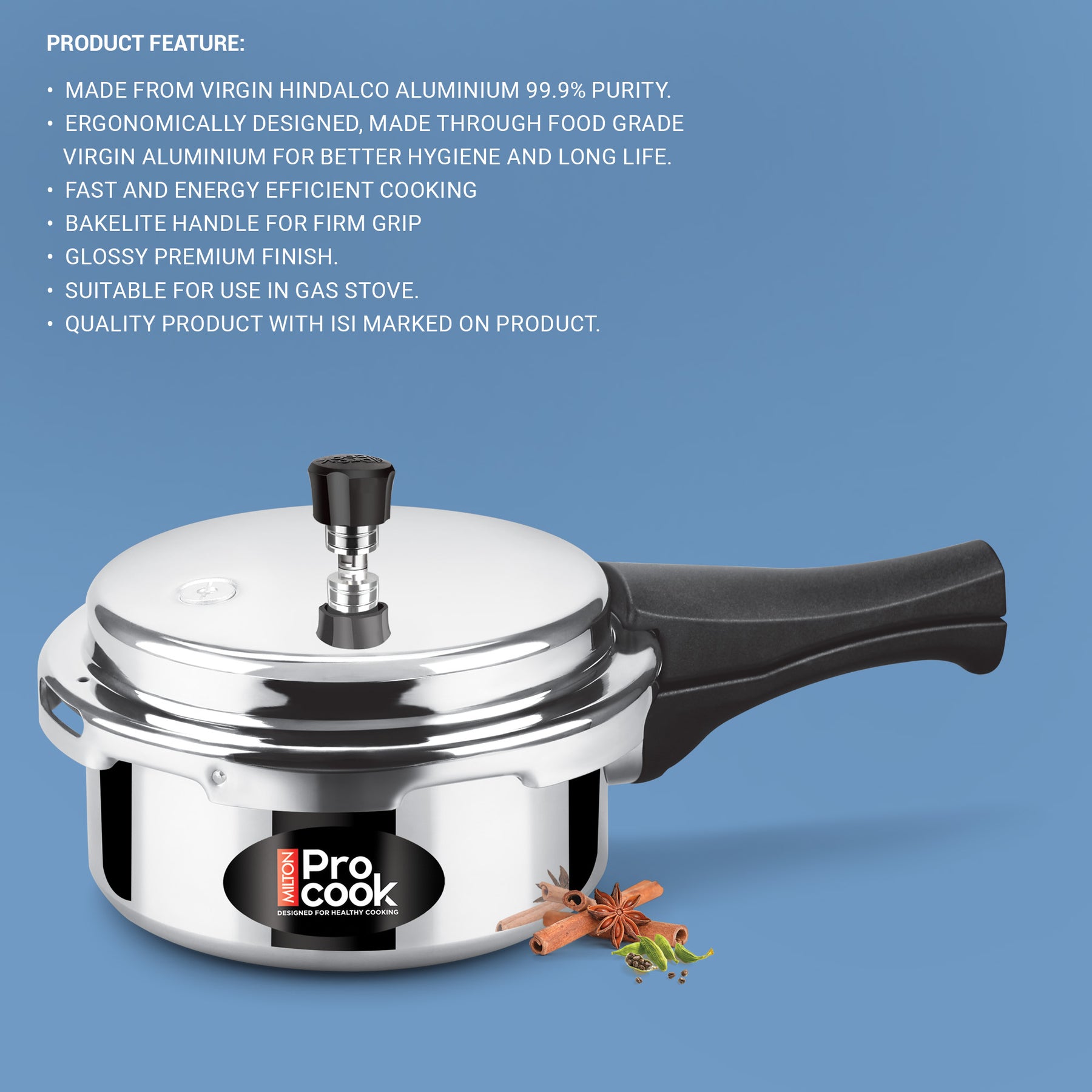 Pressure Cooker Outer Lid Aluminium Non Induction (Milton Procook)