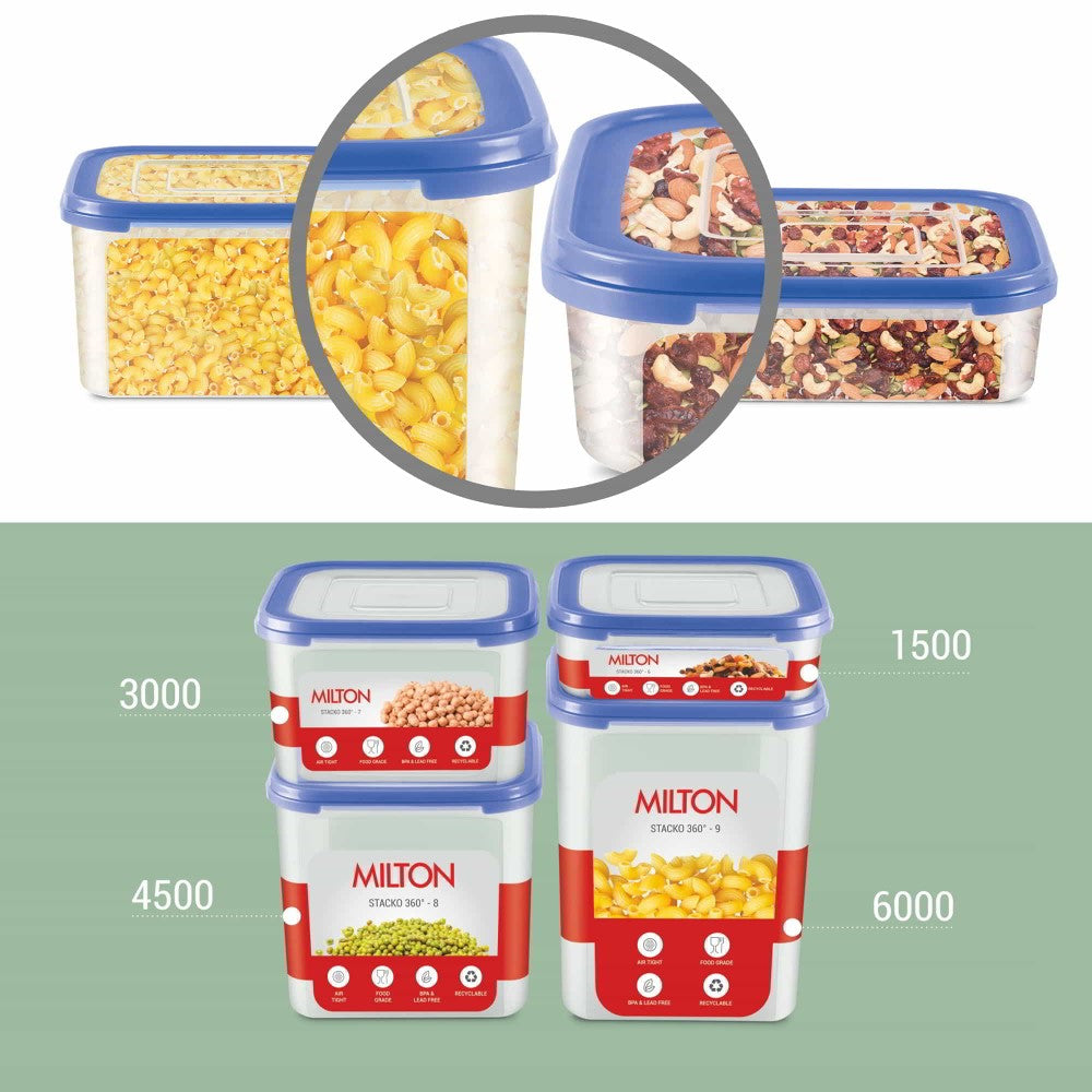 Buy Stacko 360 Square Container 1.5L, 3L, 4.5L, 6L Online in India - Milton