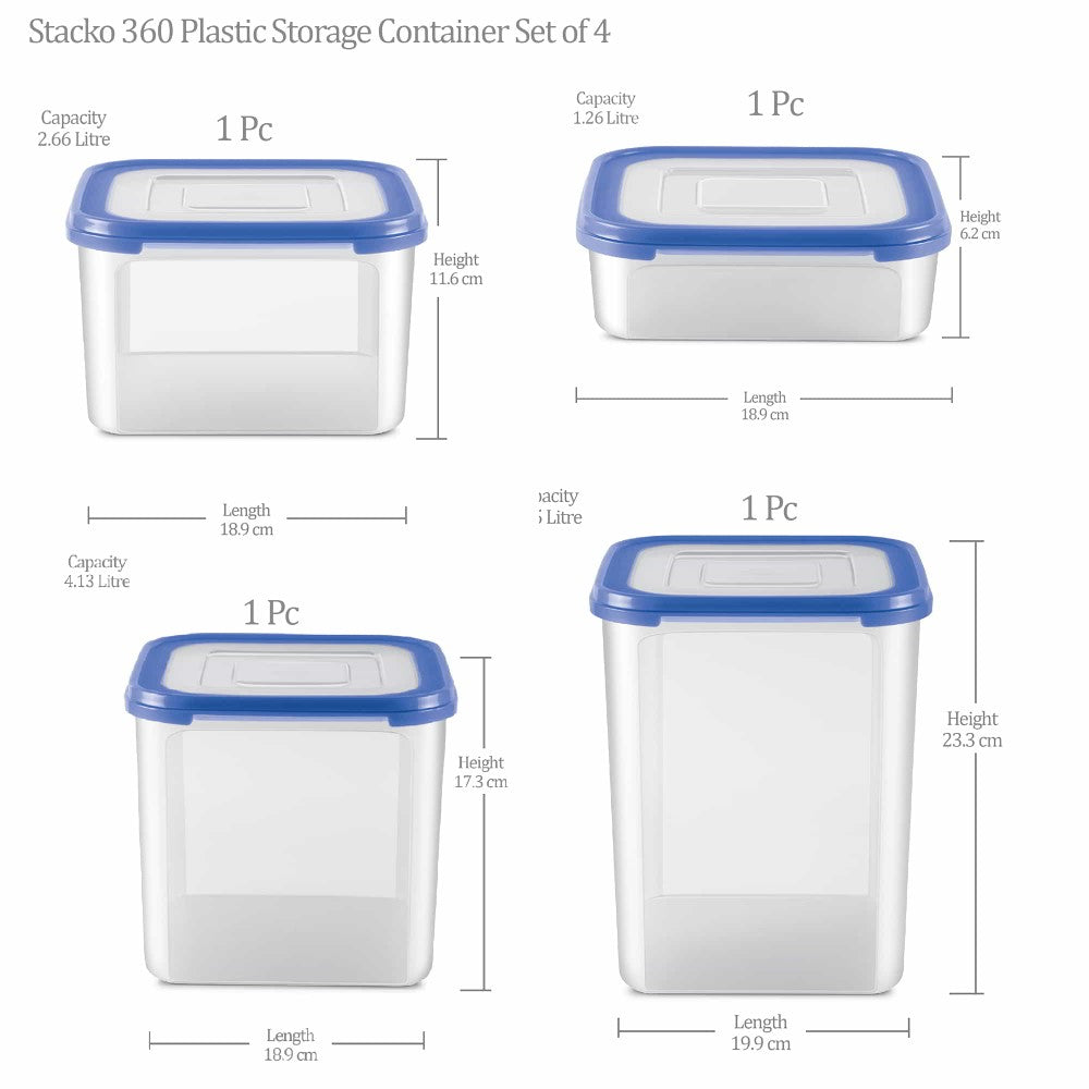 Buy Stacko 360 Square Container 1.5L, 3L, 4.5L, 6L Online in India - Milton