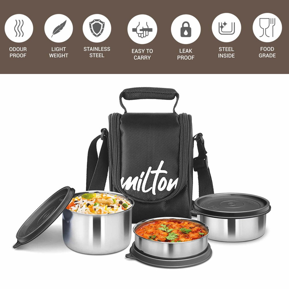 Buy Tasty Lunch, Steel Softline Tiffin Box Online - Milton