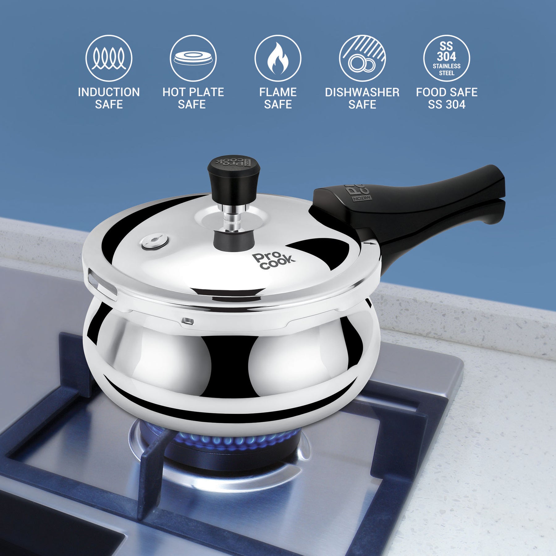 Pressure Cooker Outer Lid Curve Triply (Milton Procook)